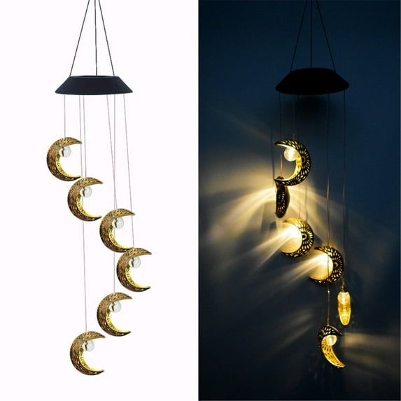 cpengpj Patio Furniture Set Solar Moon Wind Chime Light Outdoor ...