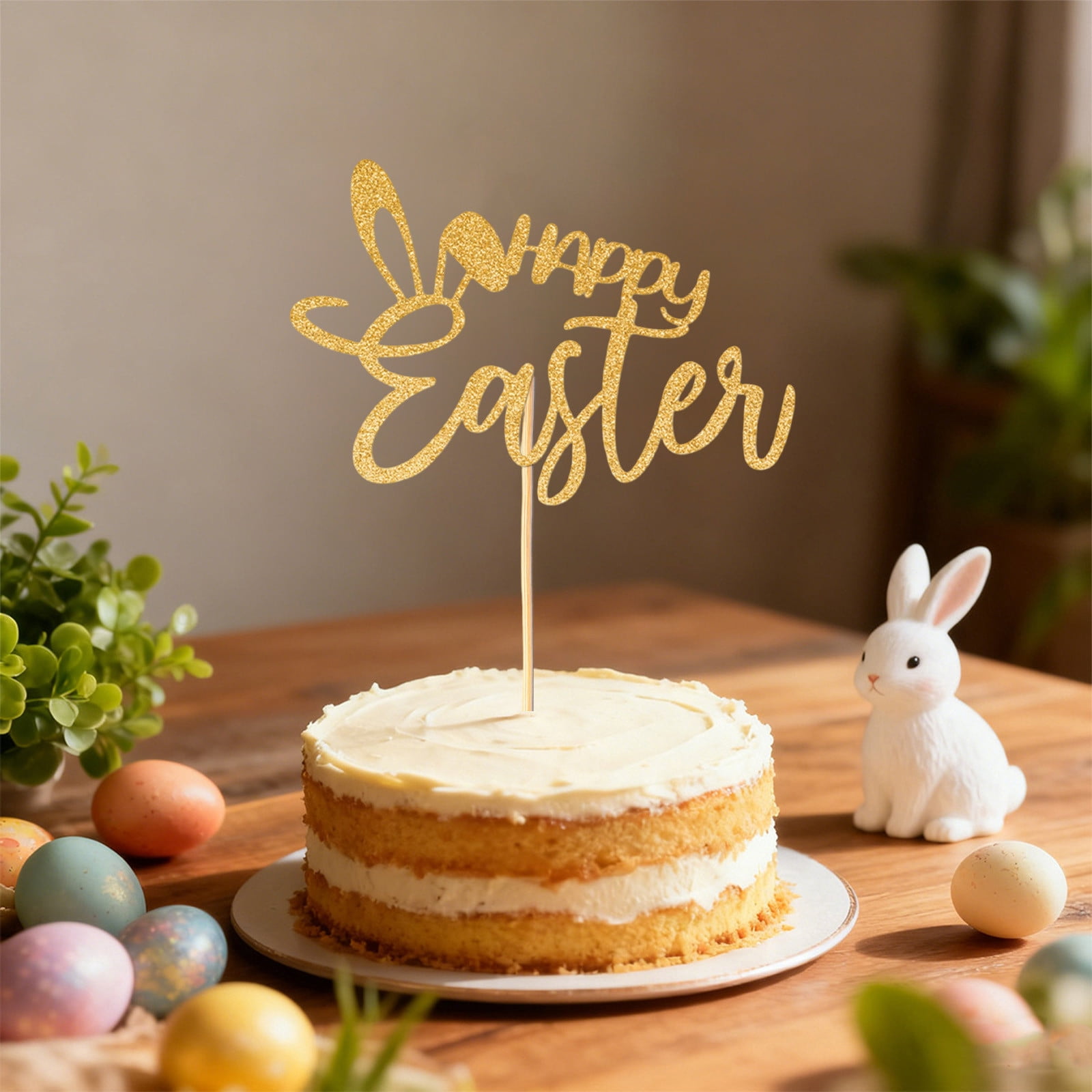 cpengpj Premium Easter Alphabet Egg Cake Topper, Gold Paper Party ...