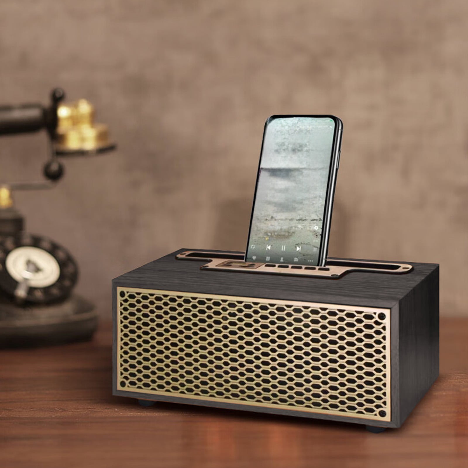 cpengpj Retro Wooden Bluetooth Speaker with HIFI Sound, 1200mAh Battery ...