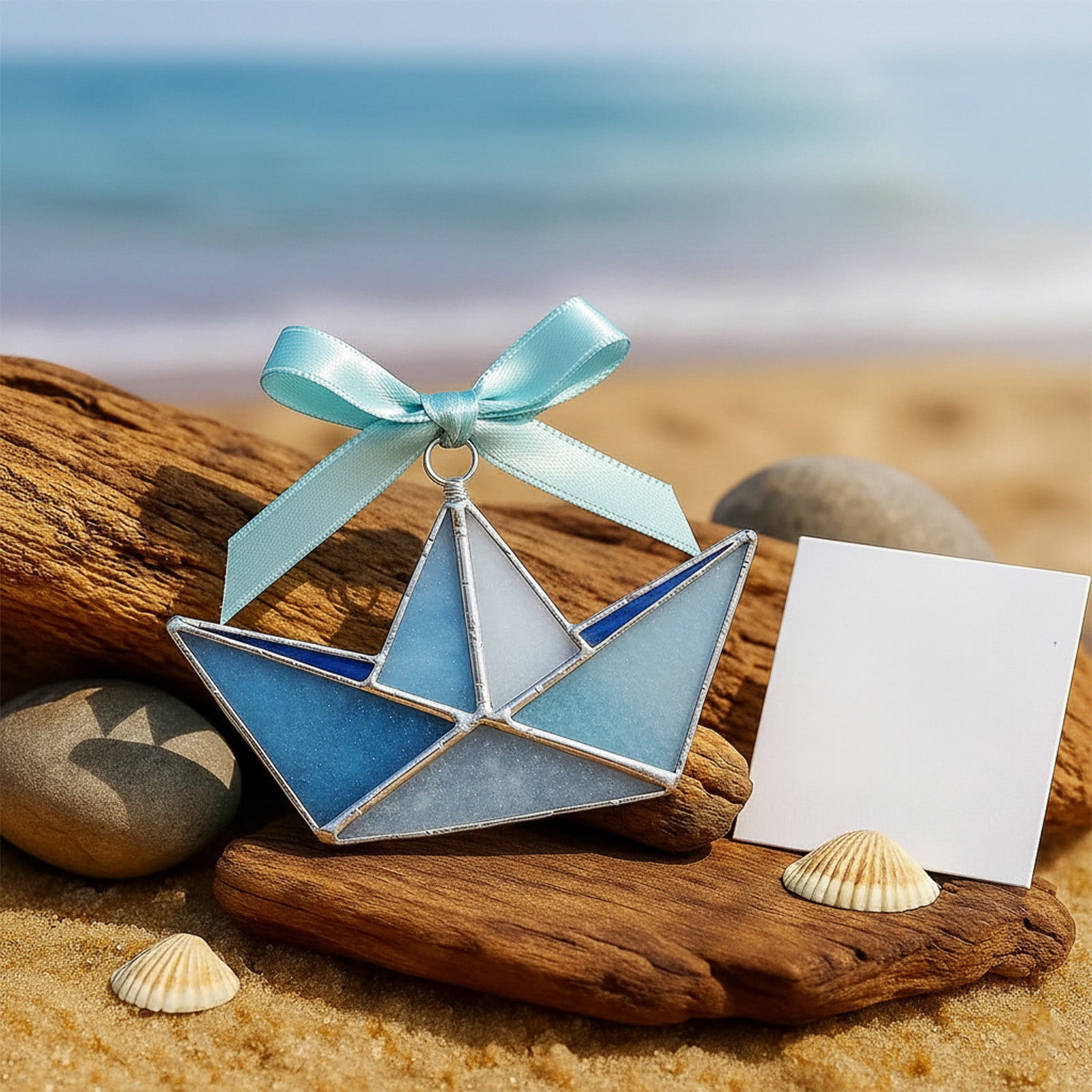 cpengpj Sea Glass Bow Ribbon Metal Pendant, Multicolor Iron Christmas ...