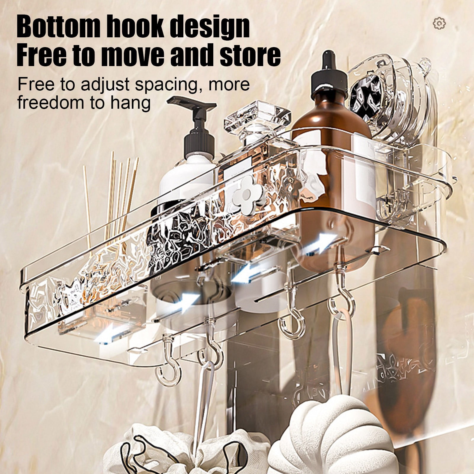 cpengpj Shower Caddy with Razor Holder and Hook, No Drilling Self ...