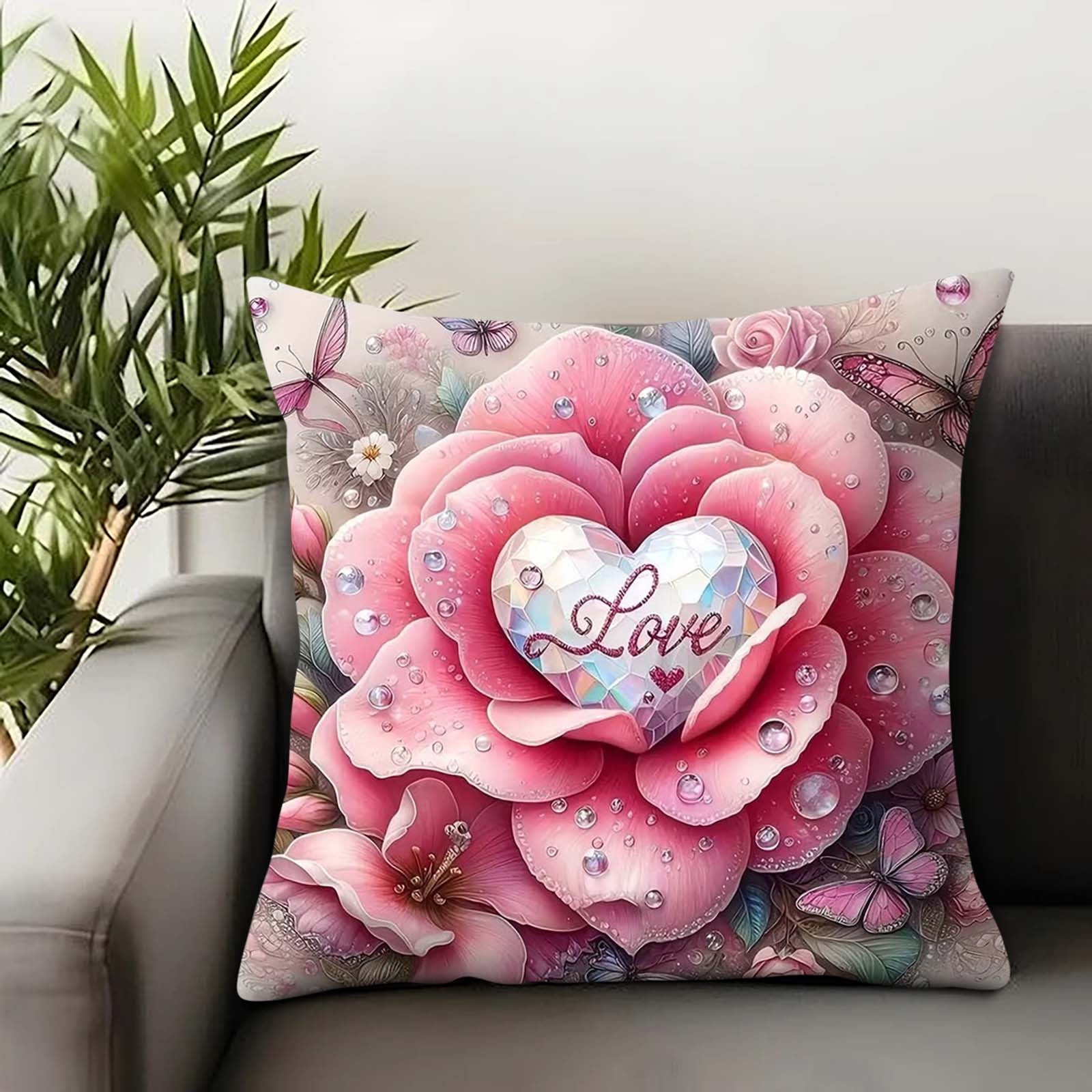 cpengpj Valentine's Day Rose Pillow Cover, Eco-Friendly Machine ...