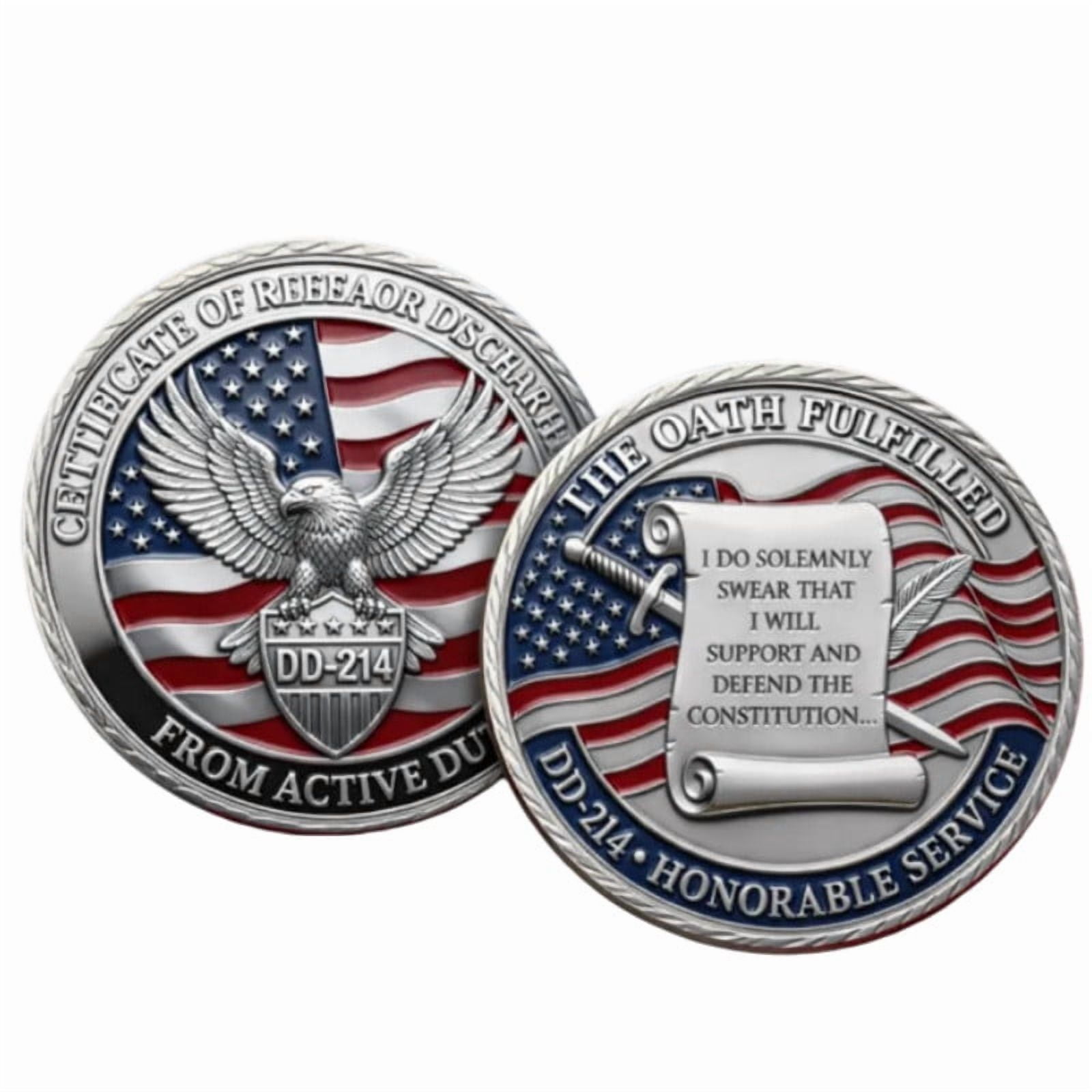 cpengpj Veterans Commemorative Coin, Military Honor Tribute with Flag ...