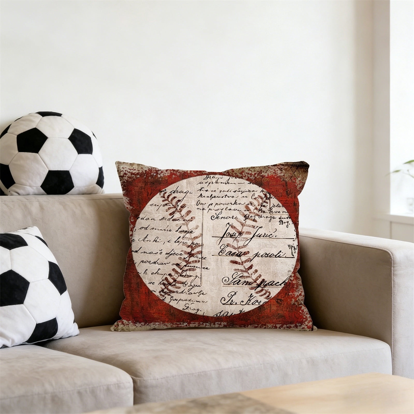cpengpj Vintage Basketball Print Throw Pillow Cover, Soft Durable ...