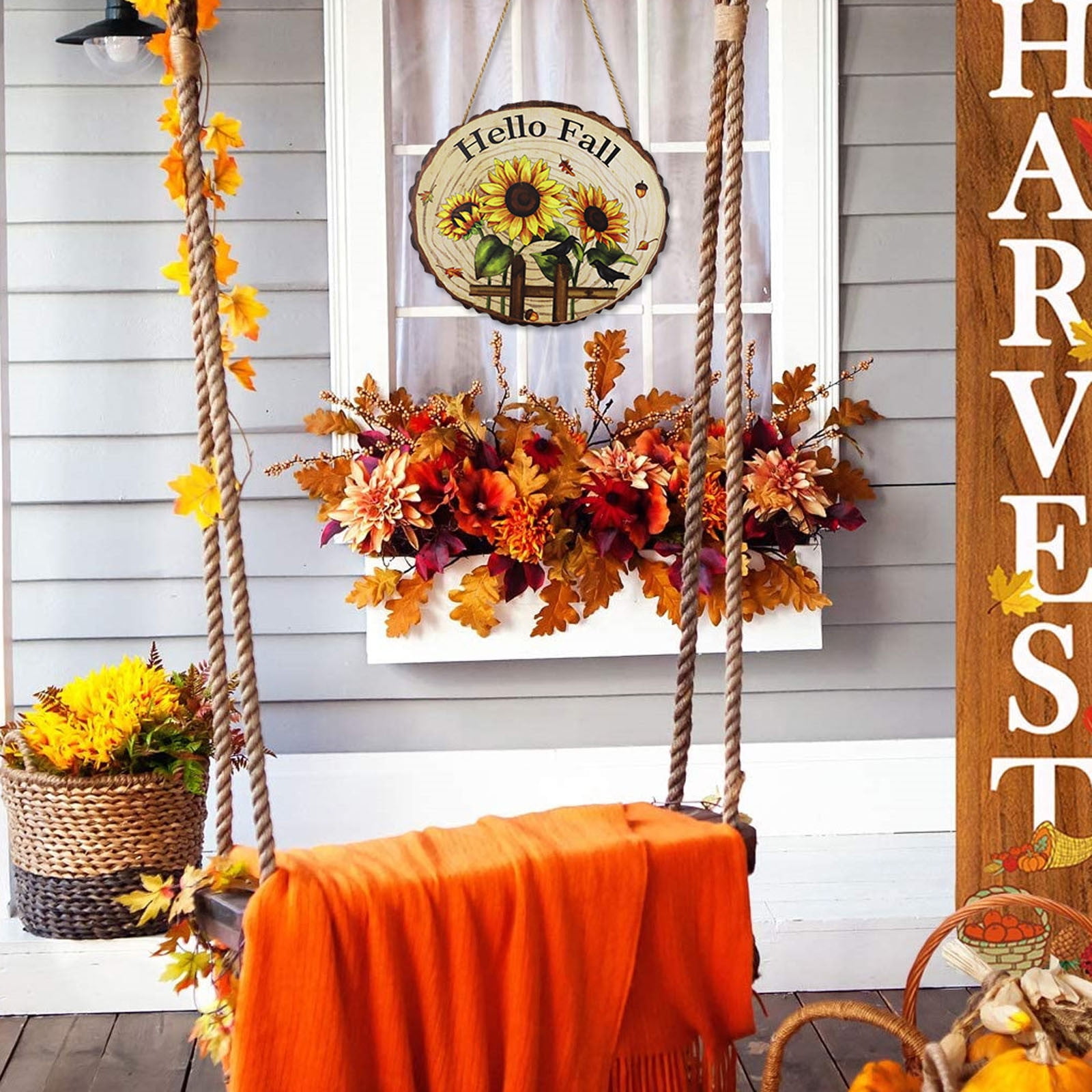 cpengpj Vintage Fall Welcome Sign Door Hanger, Handcrafted Decorative ...