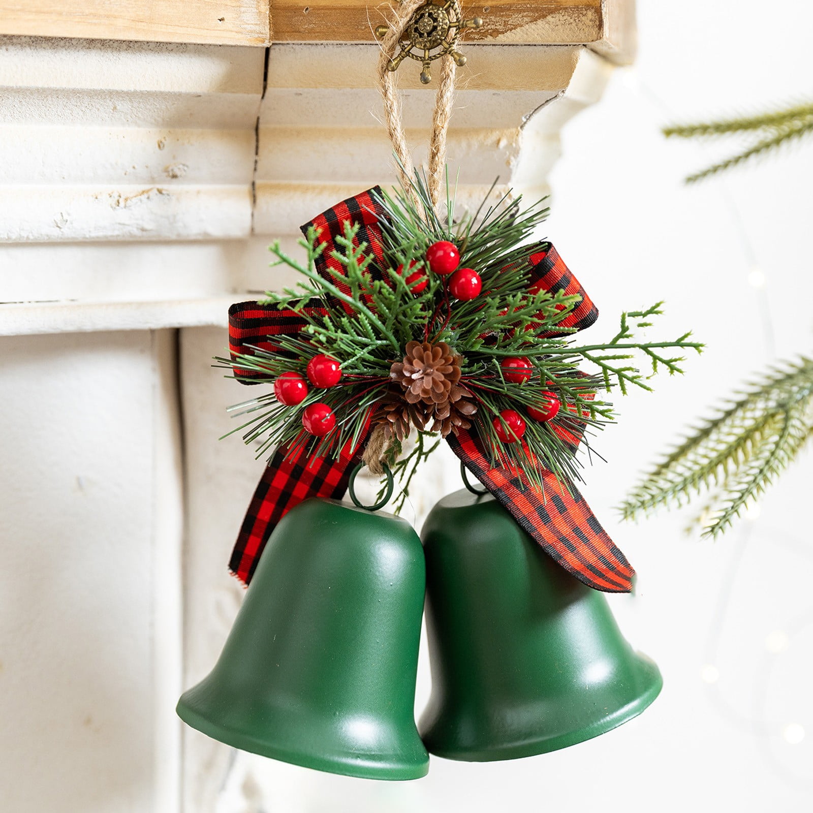 cpengpj Vintage Wrought Iron Double Bells Christmas Tree Ornaments ...