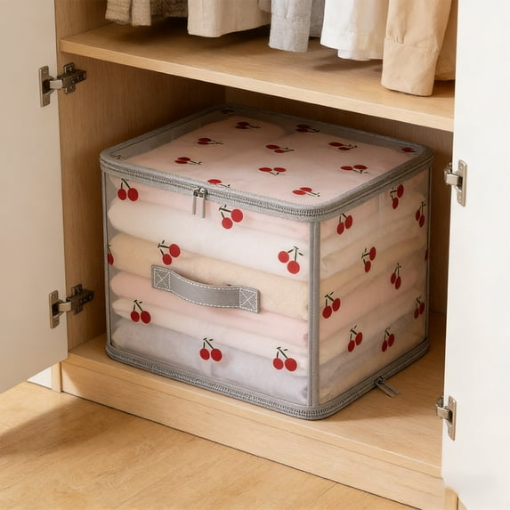 cpengpj White Plastic Foldable Clothes Storage Box with Cherry Pattern ...