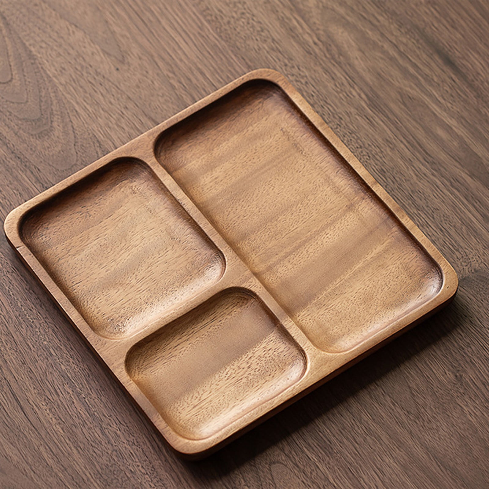 cpengpj Wooden Tea Tray with Storage Brown Multipurpose Dry Tea Serving ...