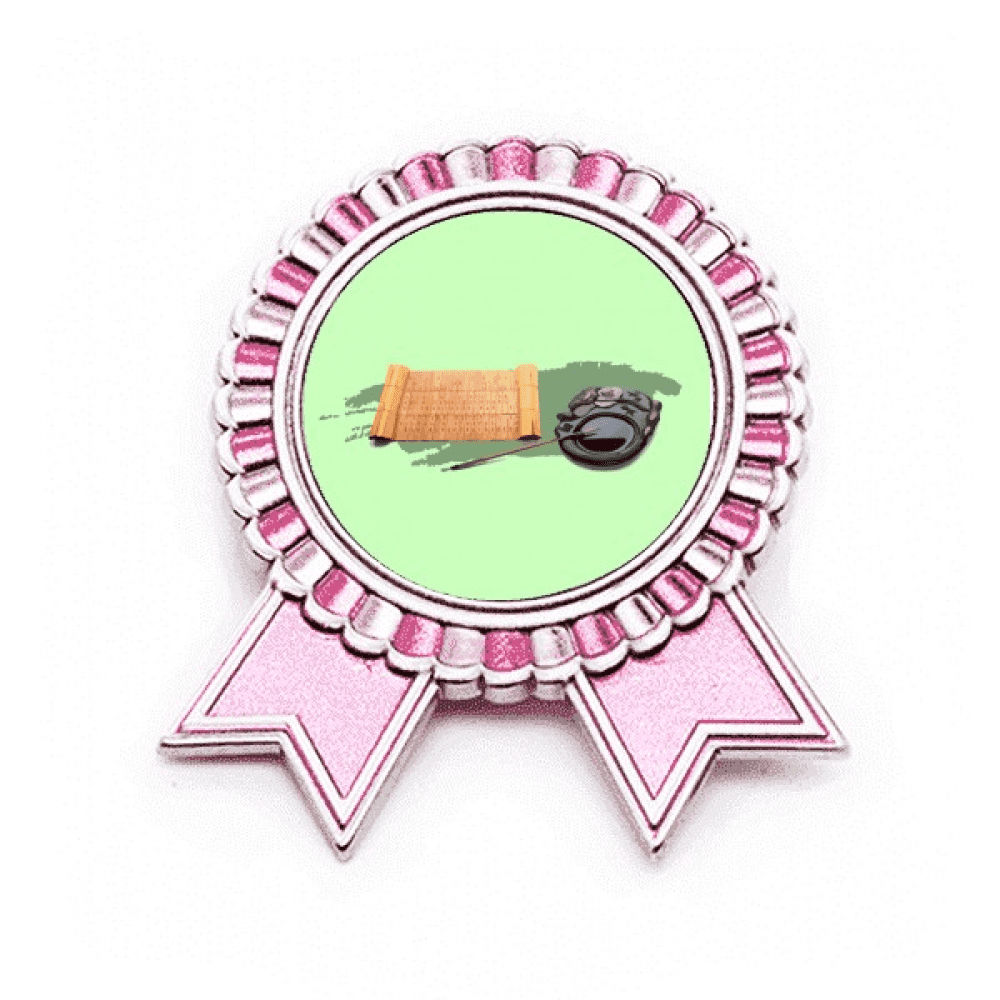 craftsmanship scenes scholar statiry Badge Brooch Pin Pink Winner Award ...