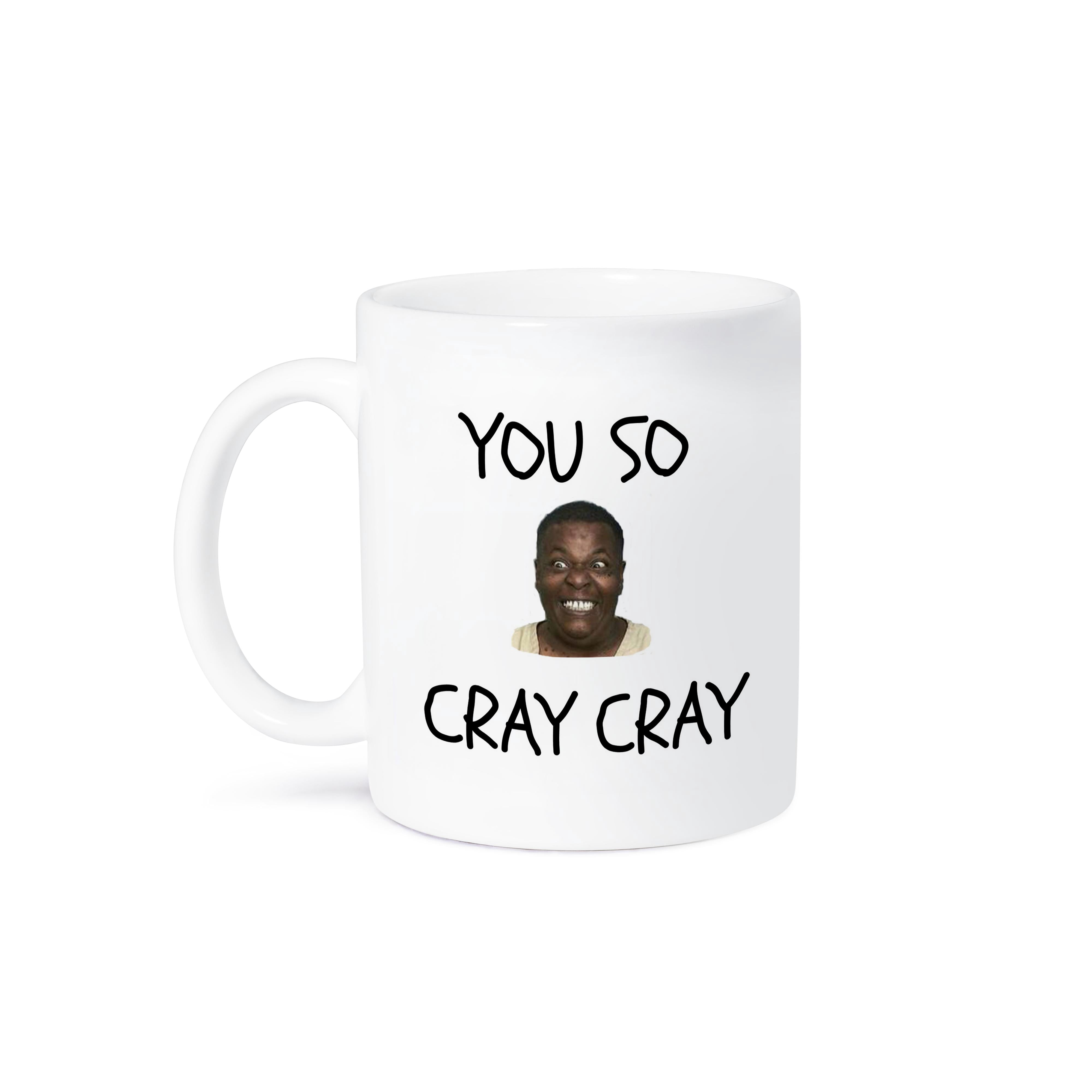 3dRose, cray cray, black letters on white background with funny face ...