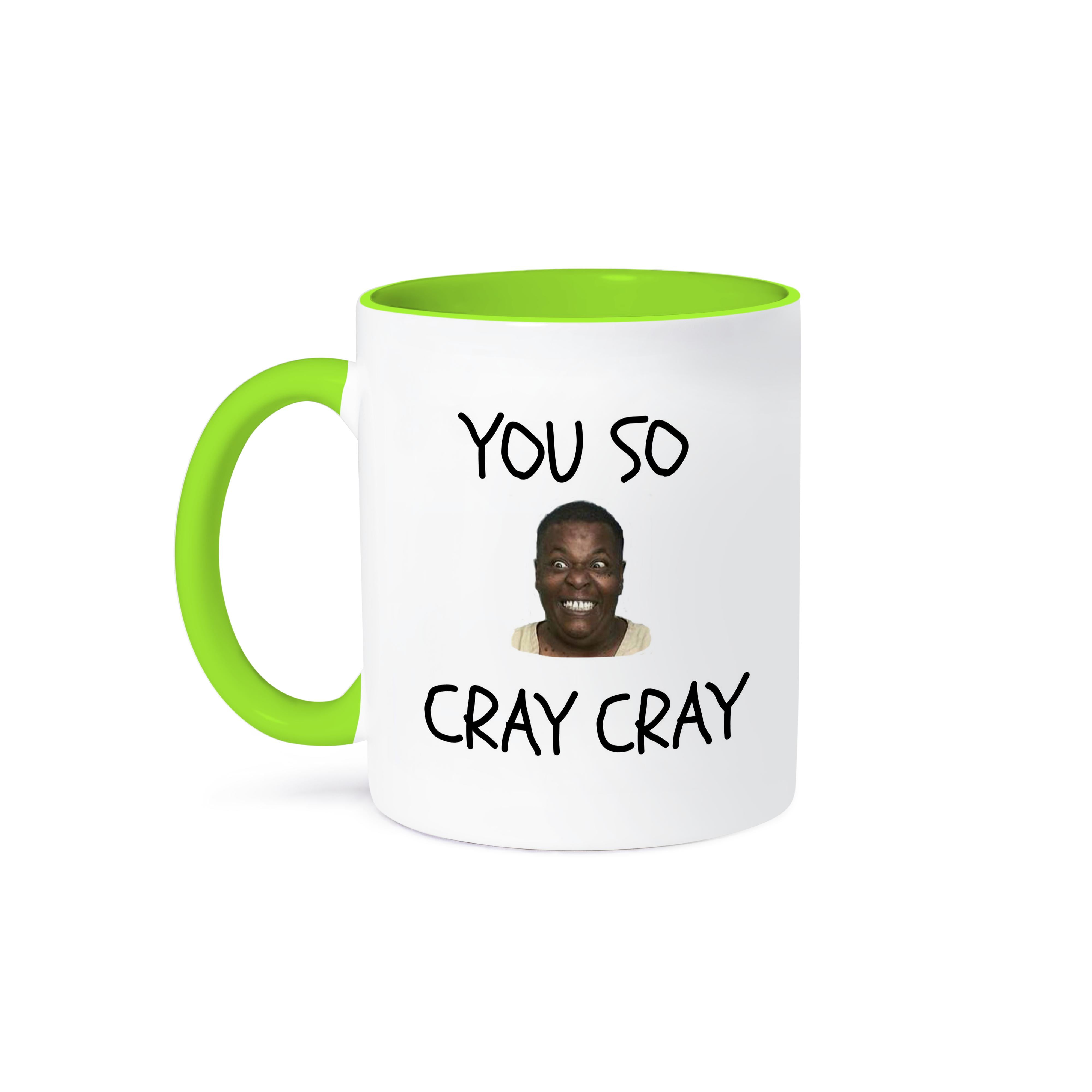 3dRose, cray cray, black letters on white background with funny face ...