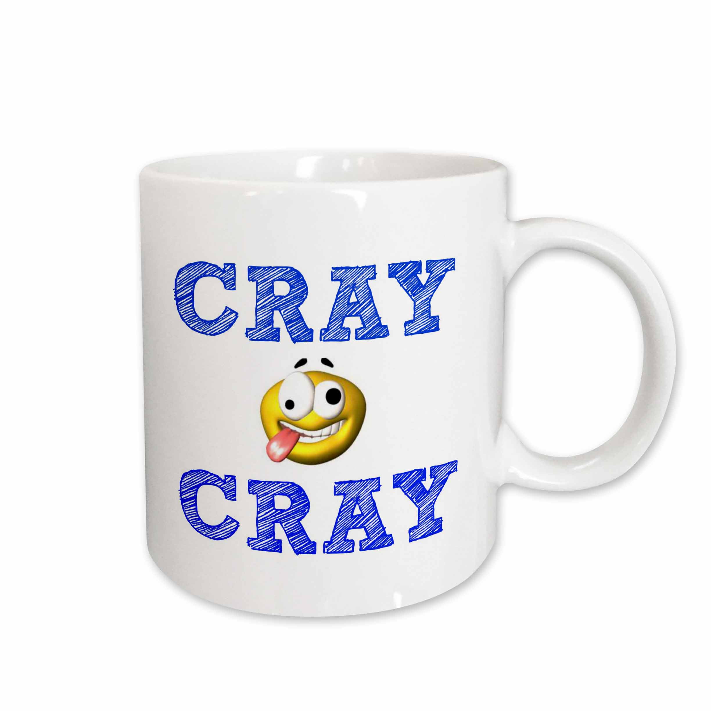 cray cray, blue letters on white background with funny face picture ...