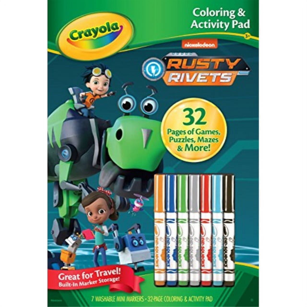 crayola rusty rivets coloring & activity pad, includes marker, gift ...