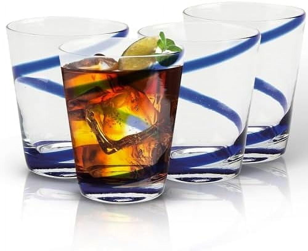 crazy colored swirl drinking glasses, set of 4 (blue, rocks) old ...