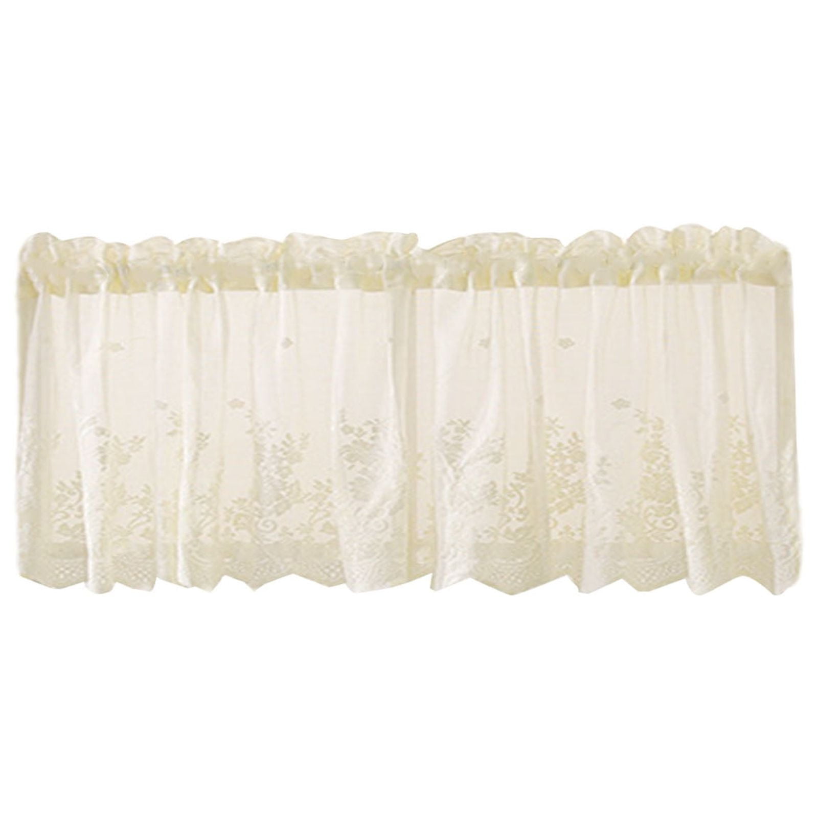 cream-coloured Lace Valance Curtains Semi Sheer Floral Embroidered ...