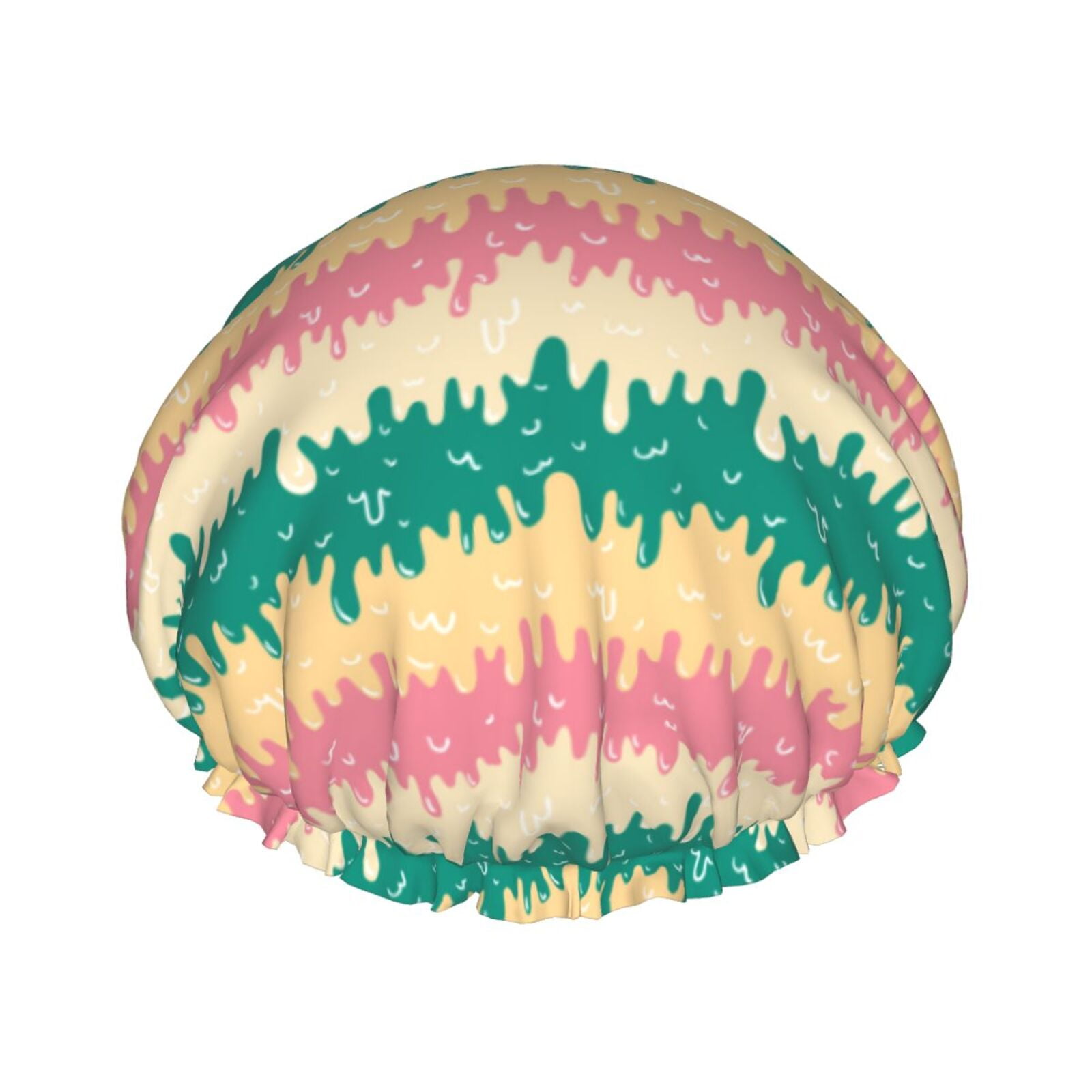 cream texture Shower Cap Reusable Waterproof, Double Waterproof Layers ...