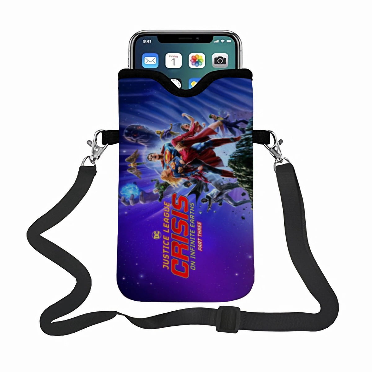 crisis on infinite phone satchel, featuring an adjustable strap small ...