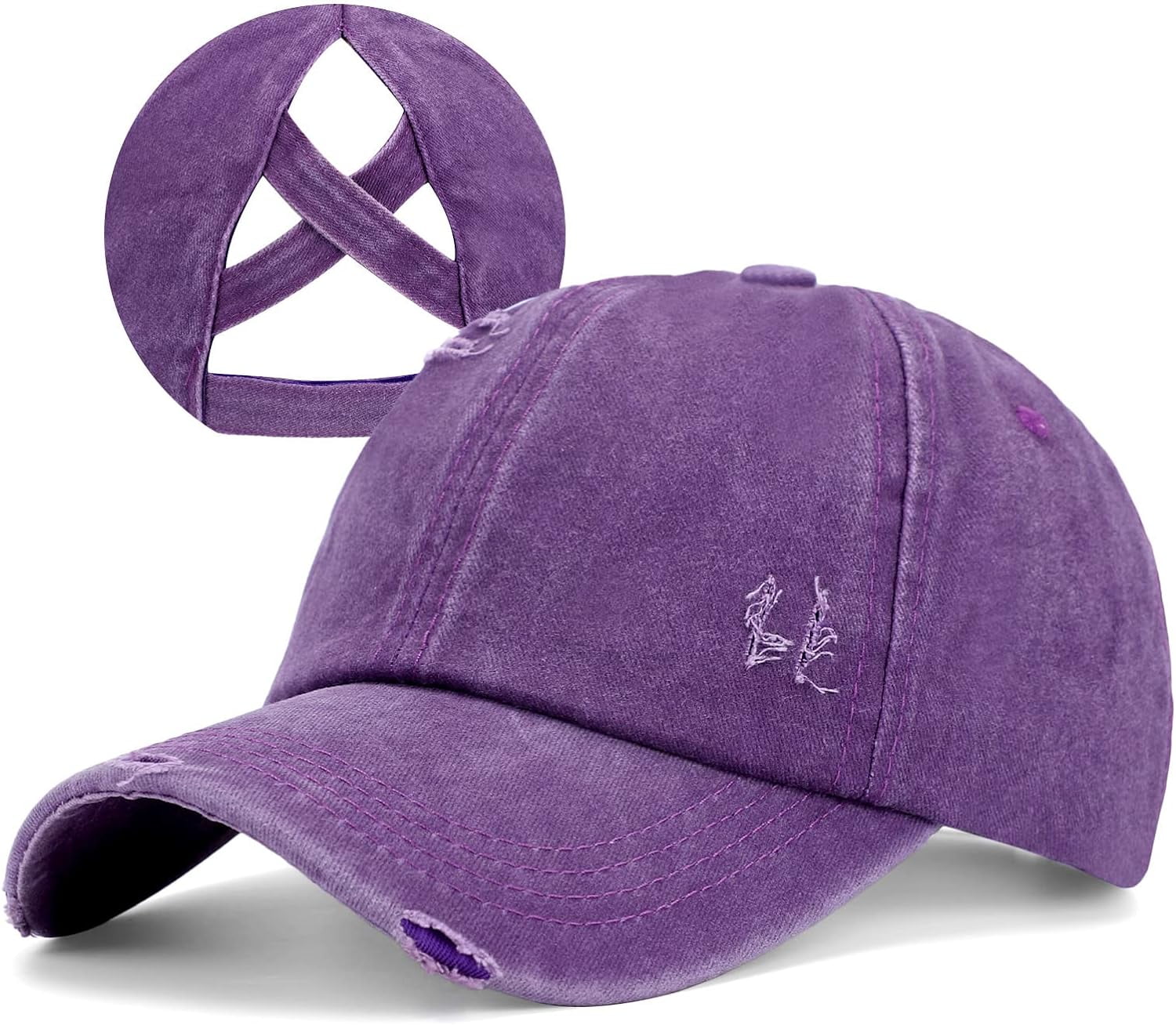 criss cross ponytail hat women washed distressed baseball caps ...