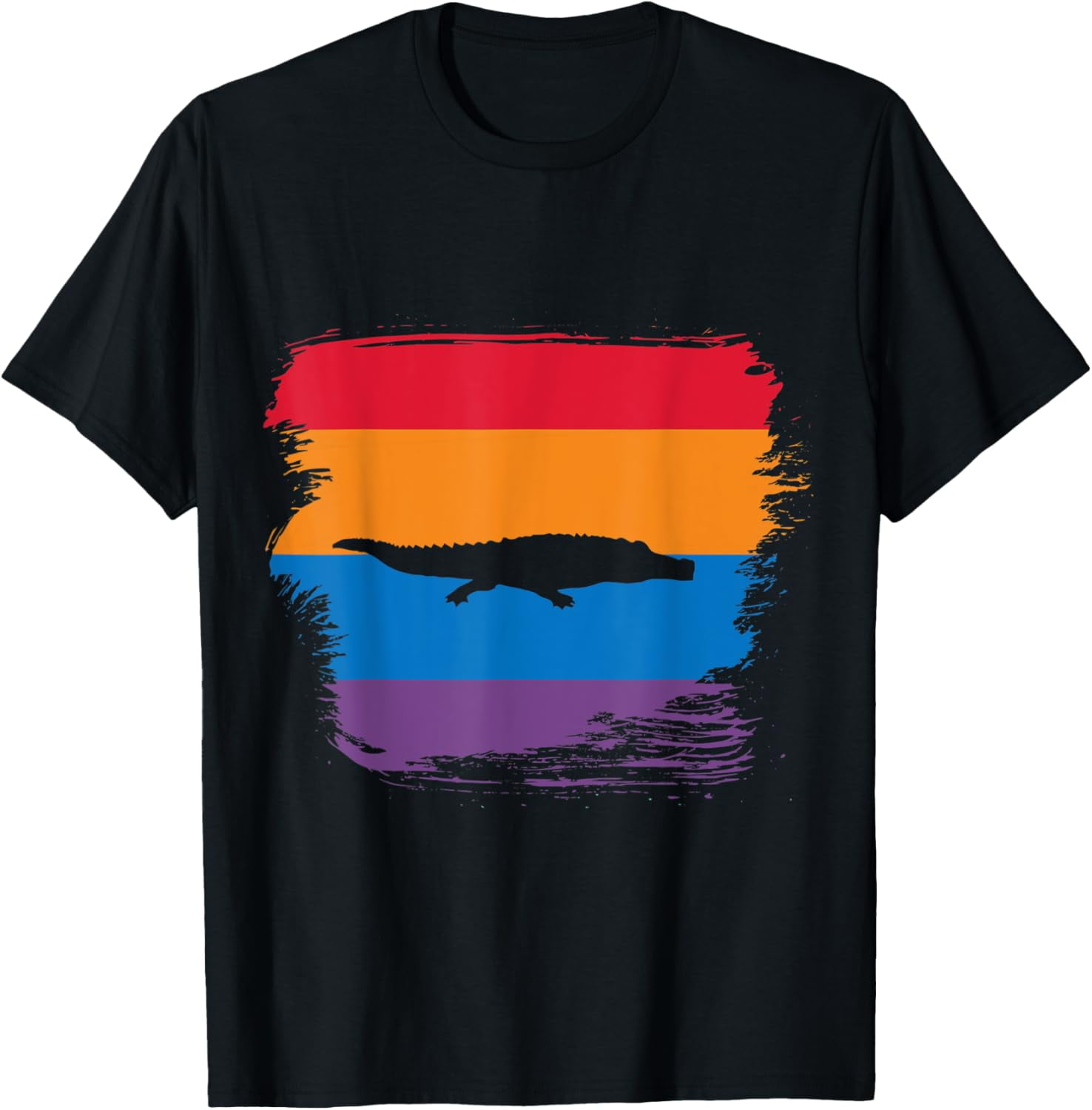crocodile Shadow silhouette with colorful Flag T-Shirt men and women ...