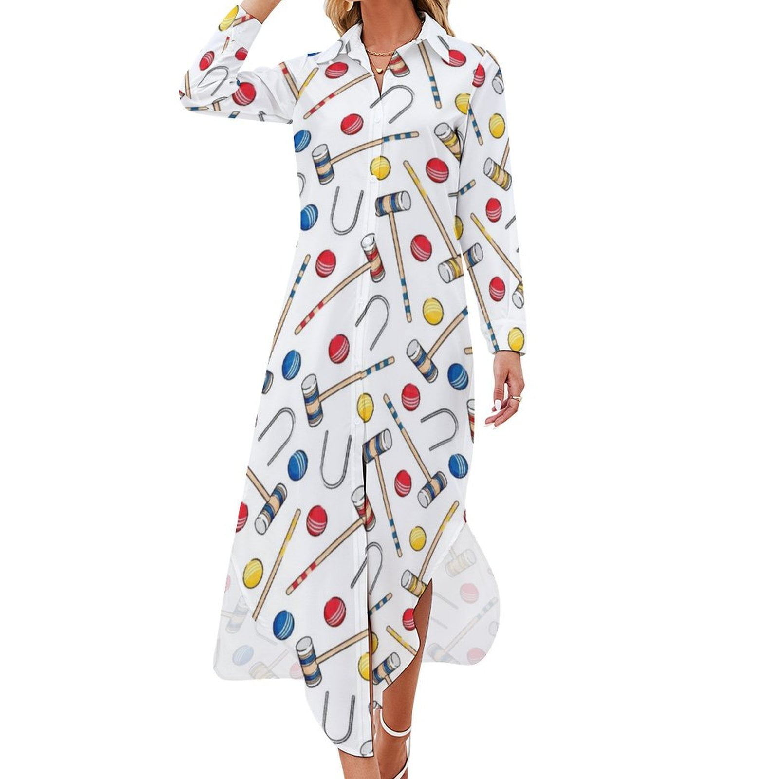 croquet set - white Long Sleeved Shirt Dress african dresses for woman ...