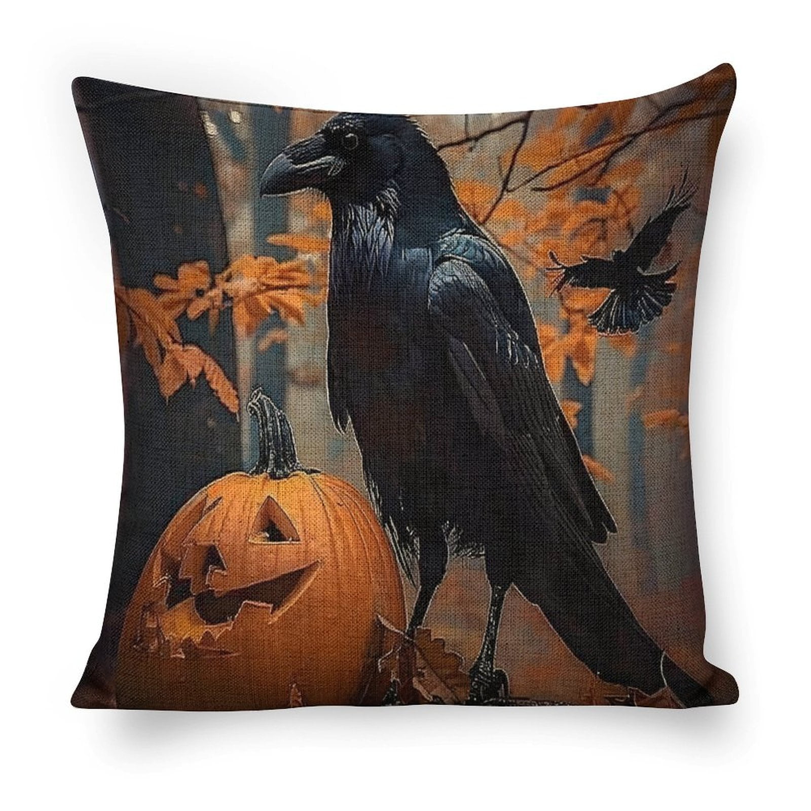 crow pumpkin forest Linen toss pillowcase Decoration pillowcase Gift ...