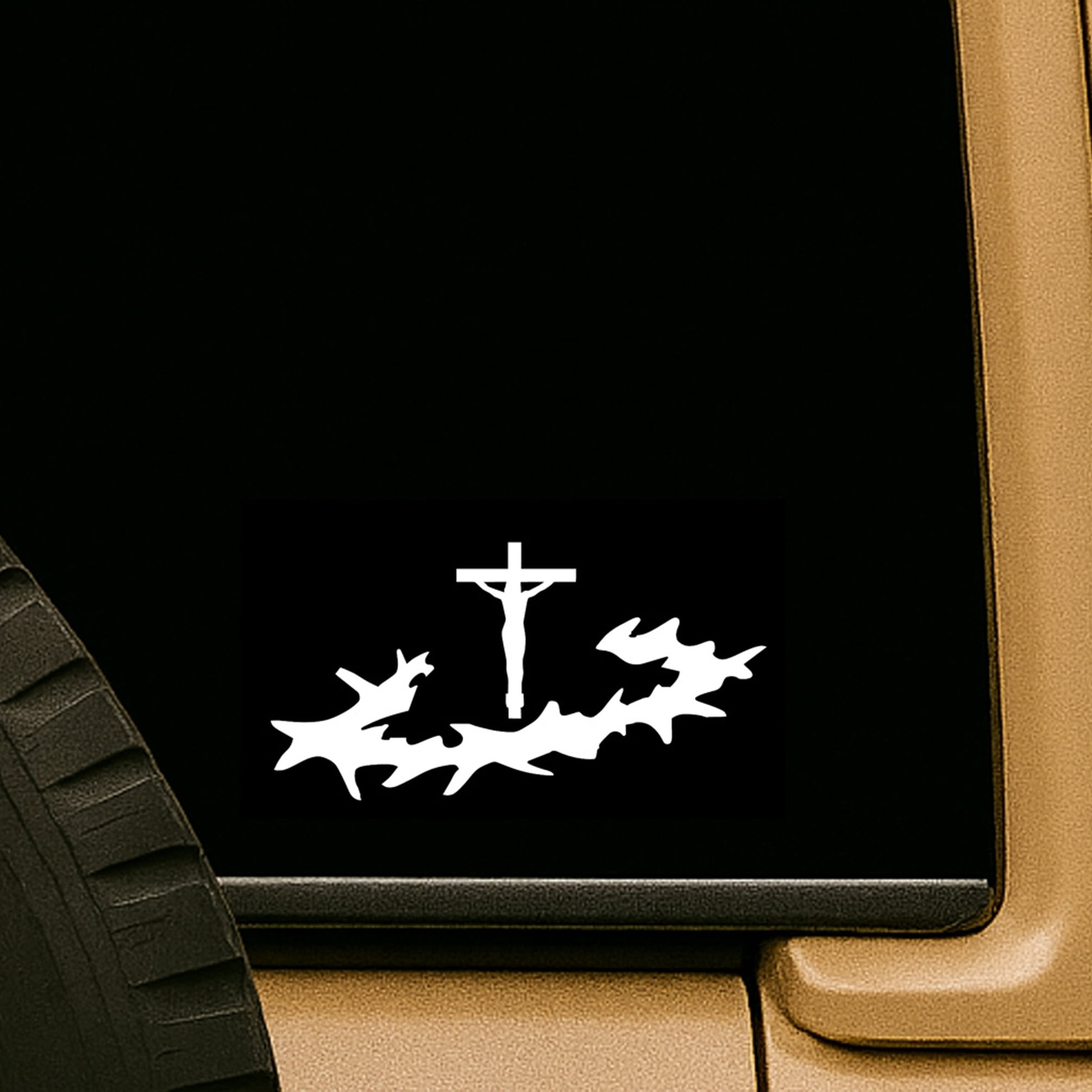 crucifix and crown of thorns bold symbol of faith and devotion Vinyl ...