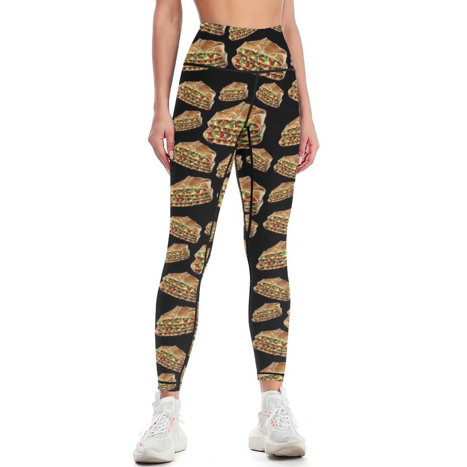 crunchwrap print Leggings sports woman gym high waist Womens Leggings ...