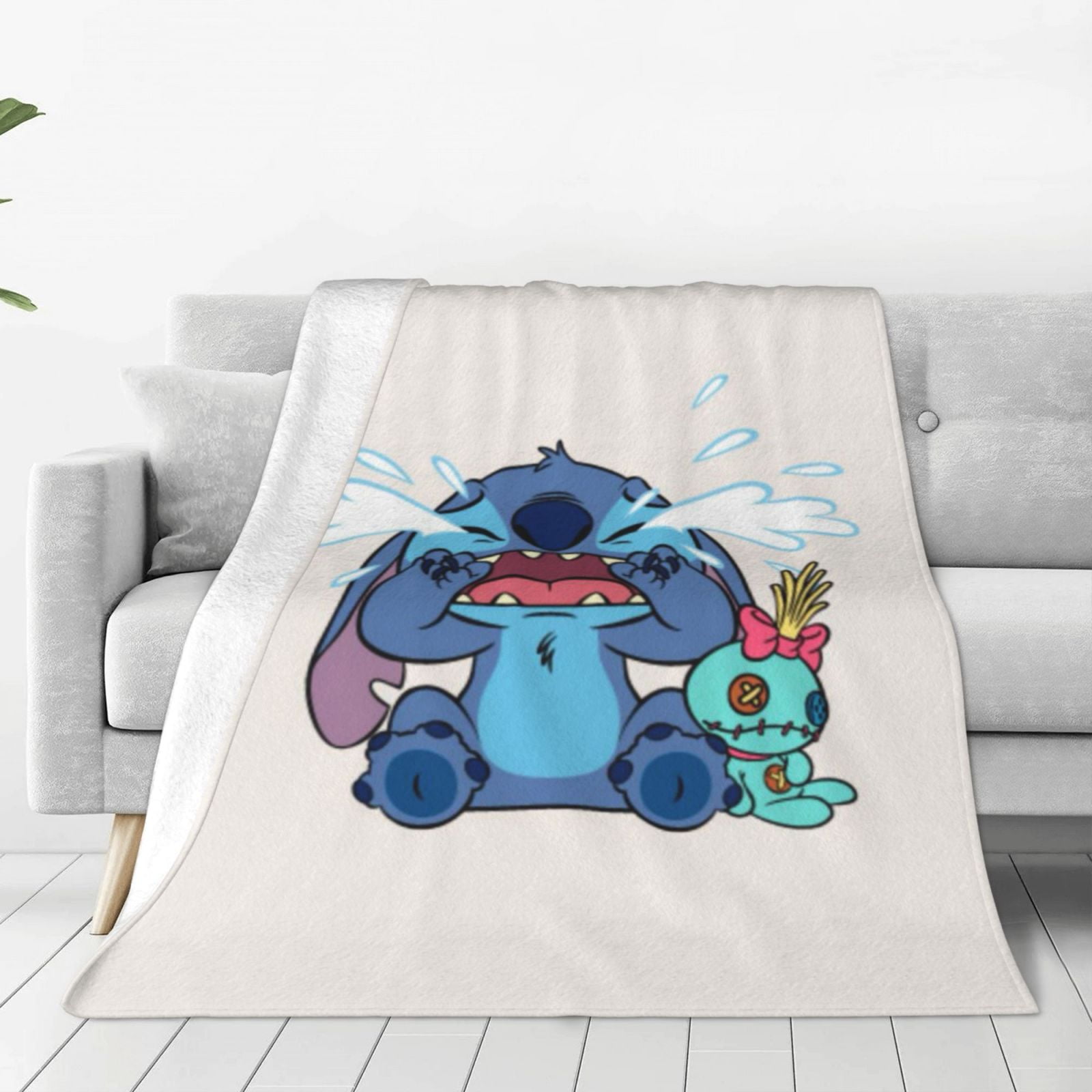 crying Stitch is just a sad sight Blanket Cartoon Blanket Home Cute ...