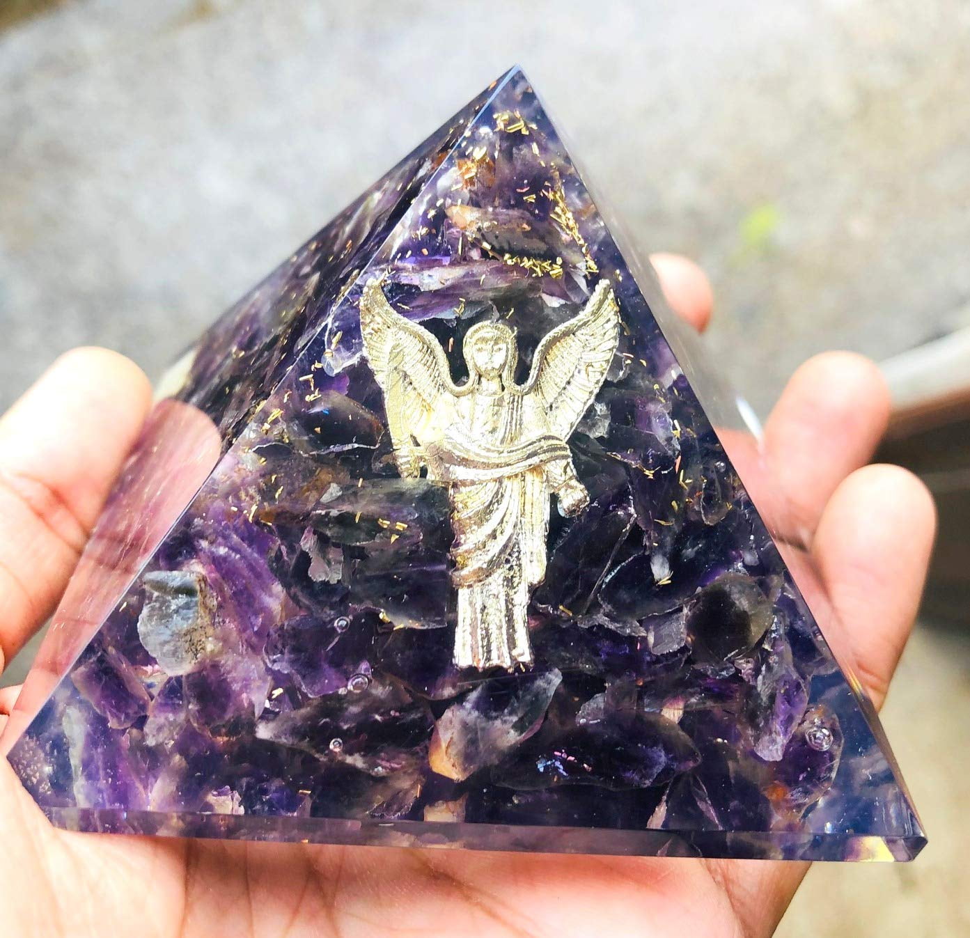 crystalmiracle Amethyst Orgonite Fairy Angel Pyramid Crystal Healing ...