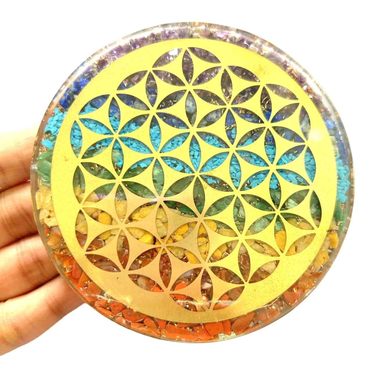 crystalmiracle Multi Chakra 90 Mm Orgonite Coaster Healing Reiki Feng Shui Gift Handcrafted ...