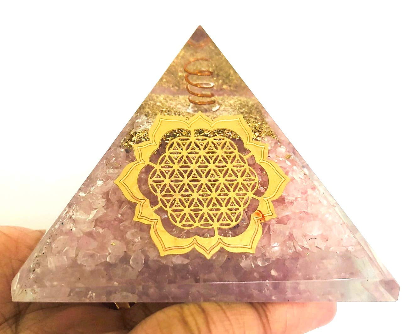 crystalmiracle Rose Quartz Orgonite 59 Mm Pyramid Crystal Healing Reiki Feng Shui Gift Wellness ...