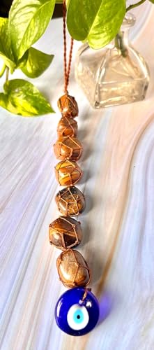 crystalmiracle Tigers Eye 10" Wall Hanging Evil Eye Crystal Healing ...