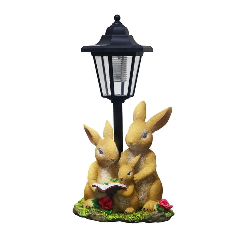 crystine Solar Rabbit Statues Light Decor: Bunny Statues for Yard and ...