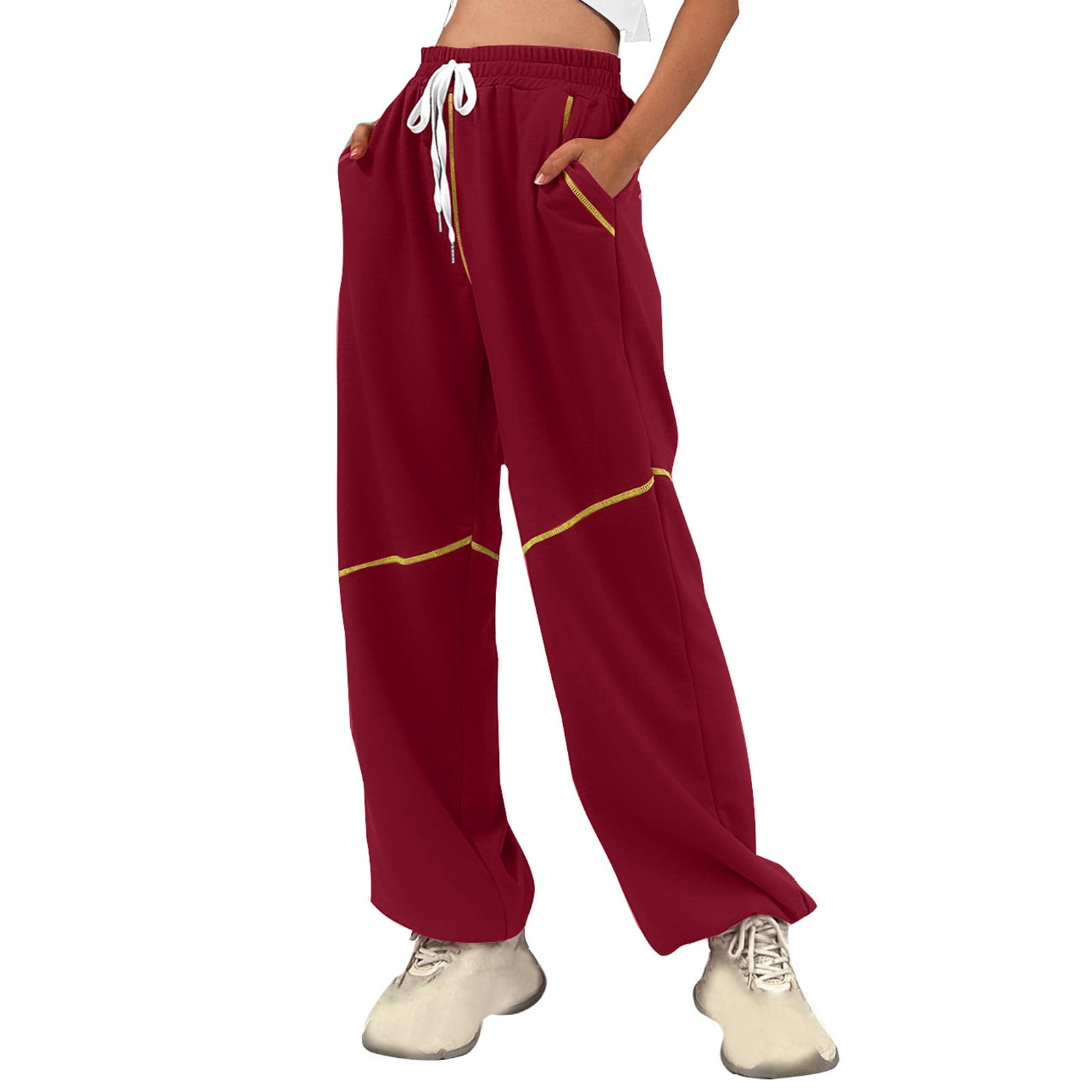 ctdiral Women's Drawstring Sweatpants Stretchy High Waisted Wide Leg ...