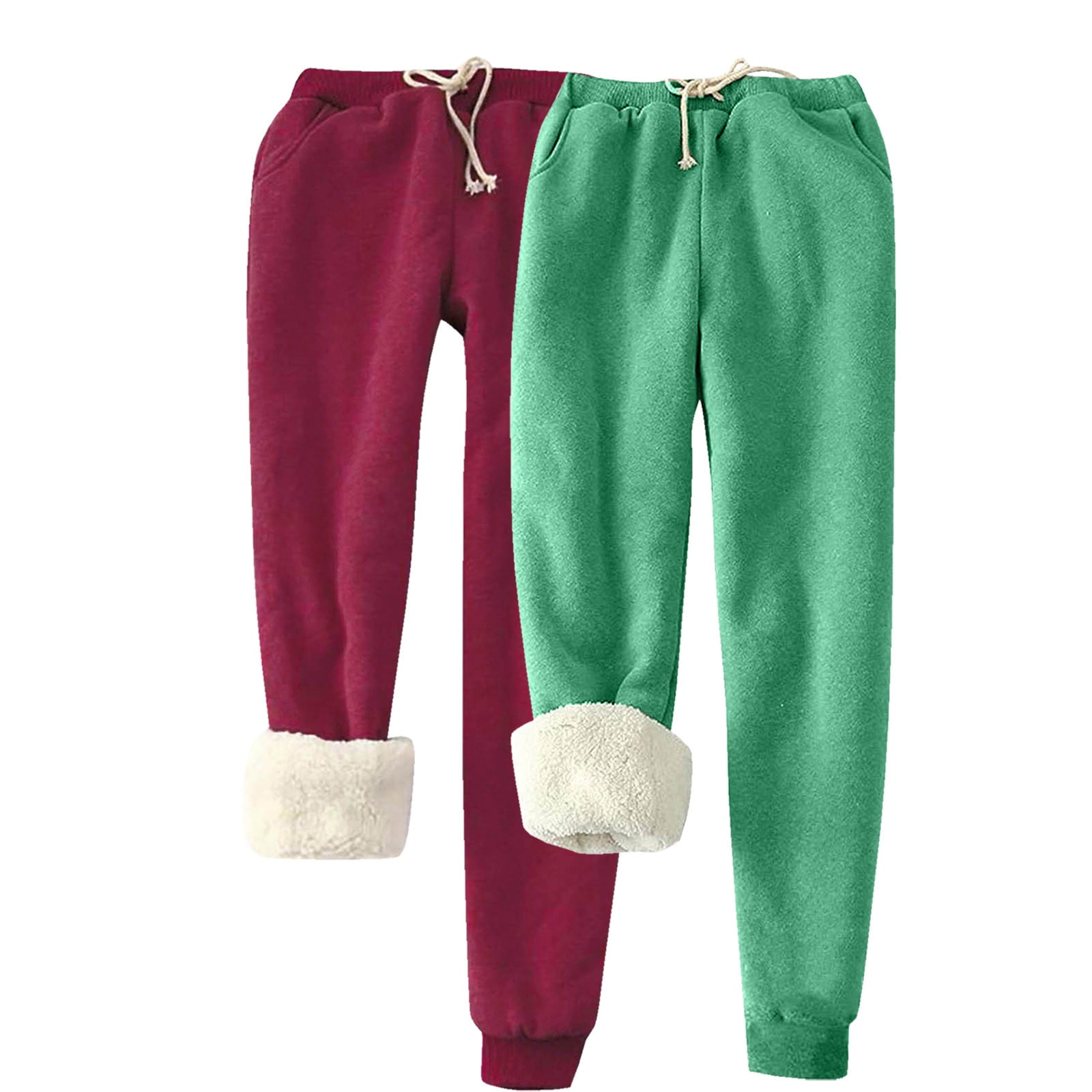 ctdiral Women's Sherpa Lined Sweatpants 2 Piece Winter Fleece Warm ...