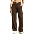ctdiral Womens High Waist Cargo Pants Solid Color Wide Leg Pants ...