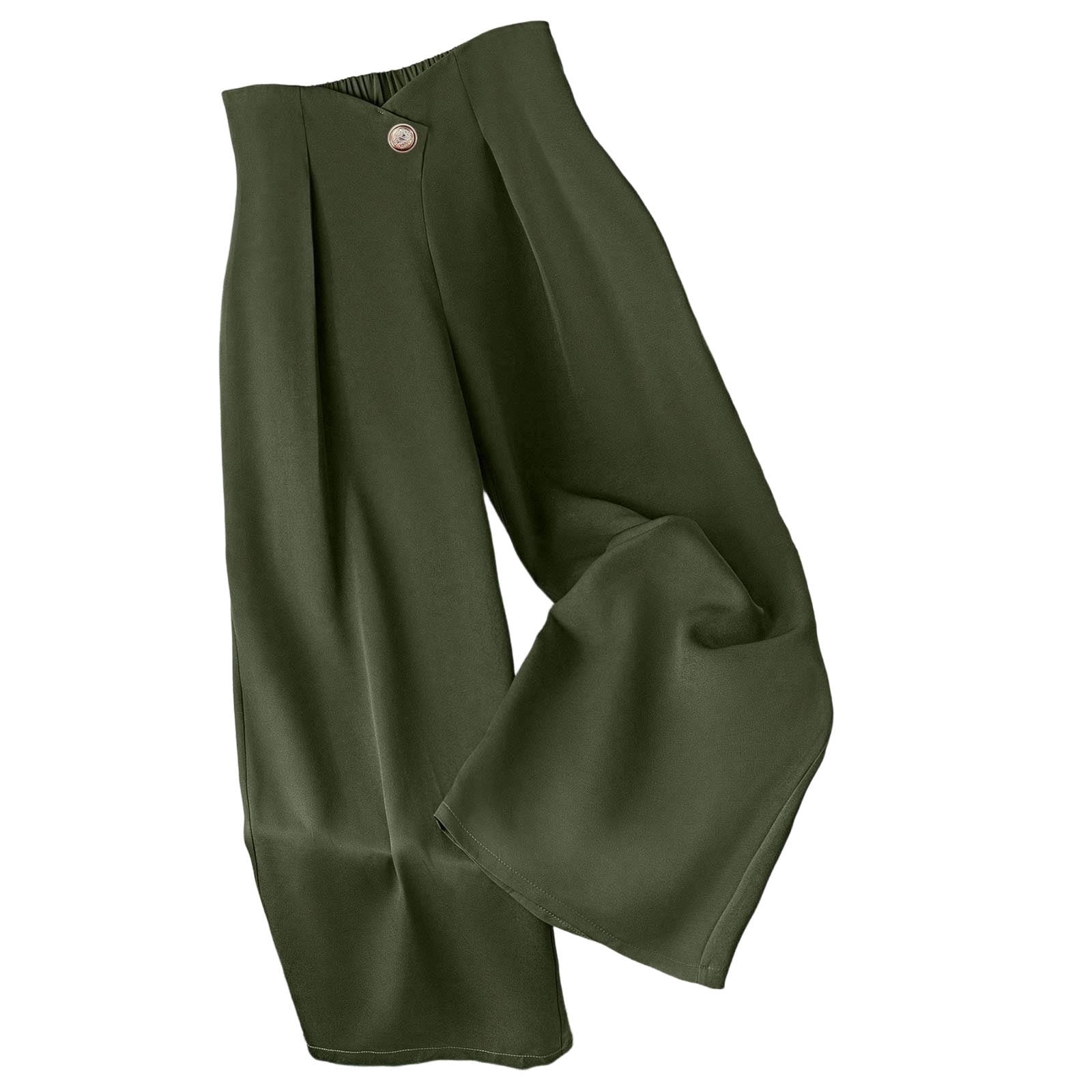 ctdiral Womens High Waist Dress Pants Elastic Waist Wide Leg Pants ...