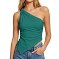 ctdiral Womens One Shoulder Crop Tank Top Solid Color Asymmetrical Hem ...