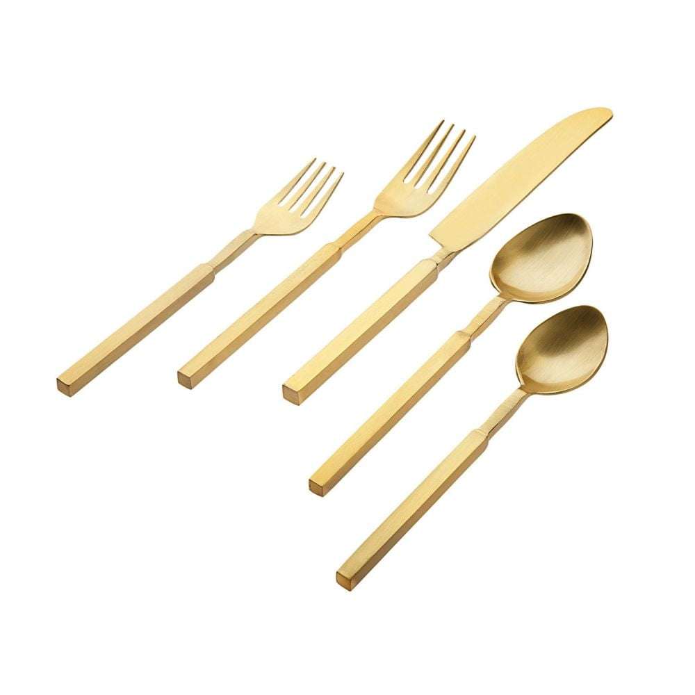 cubit-matte-gold-18-10-stainless-steel-20-piece-flatware-set-service ...