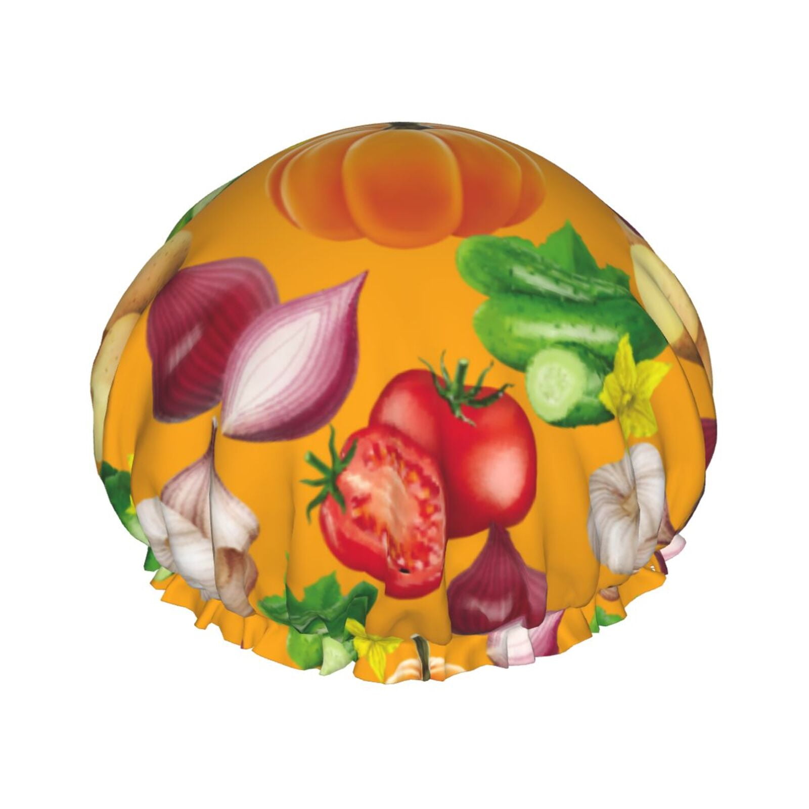 cucumber onion Potato Shower Cap for Women, Double Waterproof Layers ...