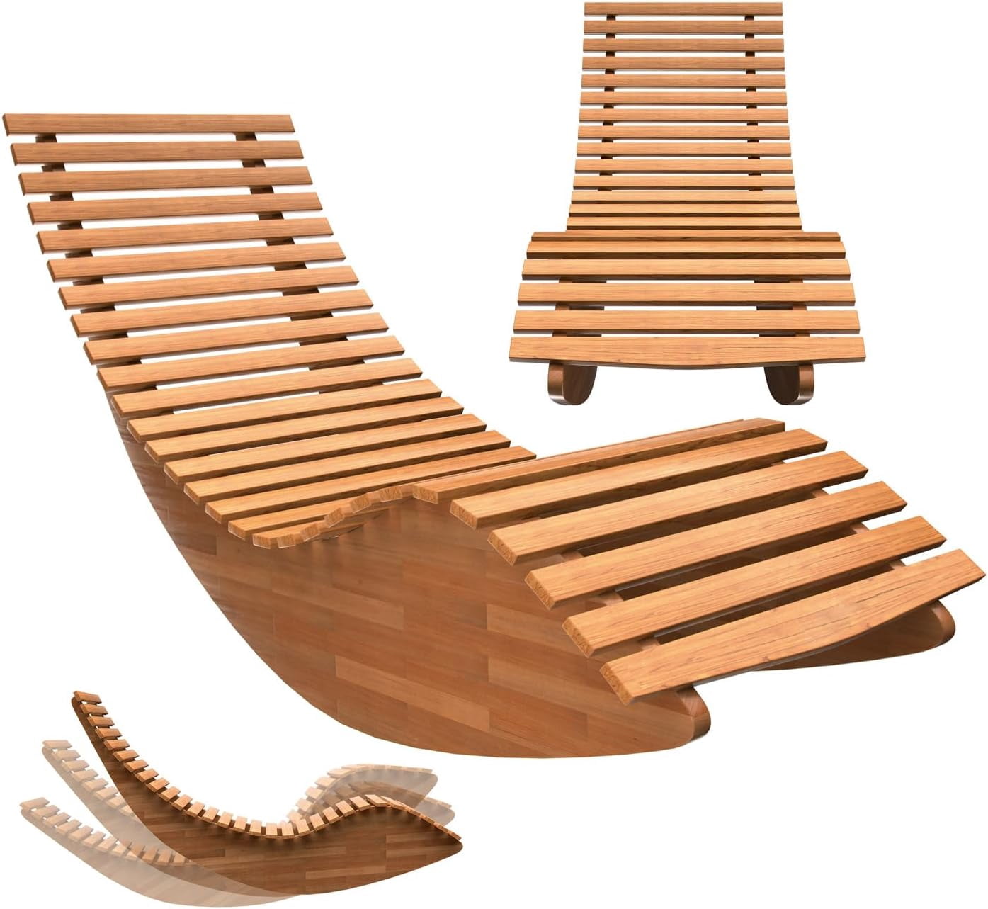 cucunu Chaise Lounge | Rocking Outdoor Lounger Chair Made from Acacia ...