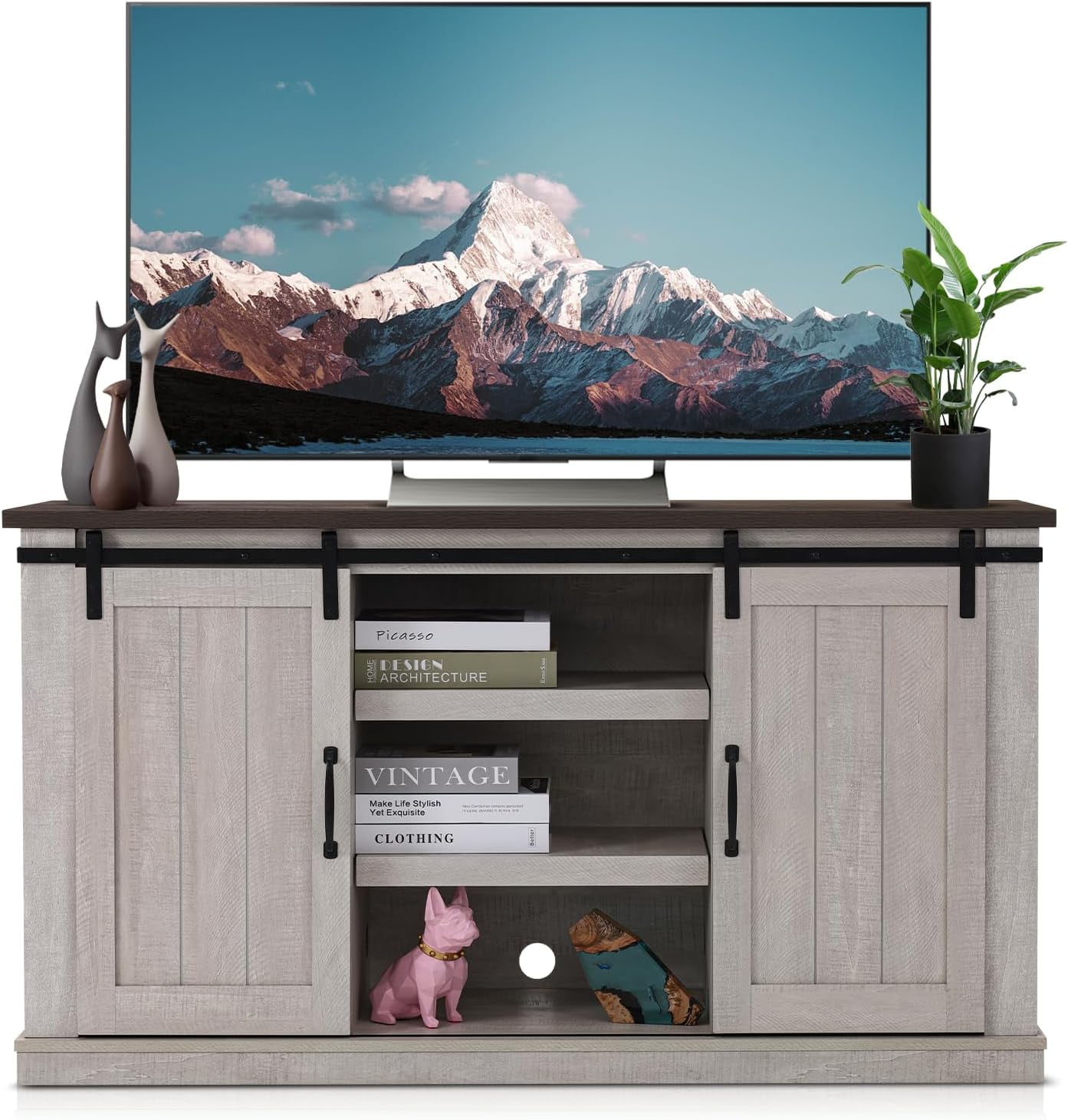 cudinham TV Stand for 65 Inch TV, Entertainment Center with Two Barn ...