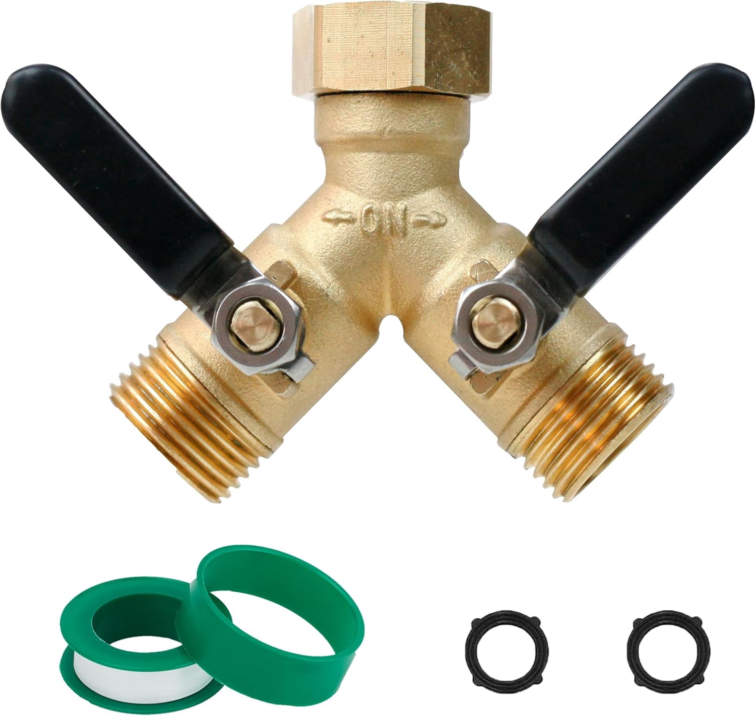 cugvbin CUMIZON Garden Hose Splitter 2 Way Heavy Duty Brass Y Connector ...