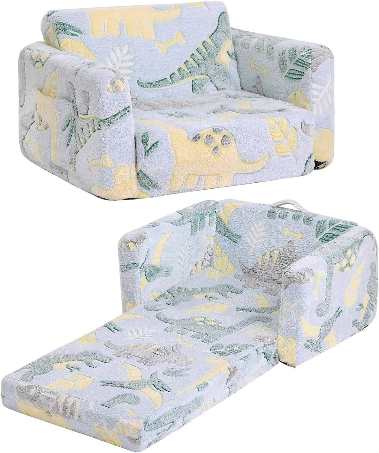 cugvbin Chair Couch Folding Toddler Comfy Chair 2-in-1 Plush Sofa Fold ...