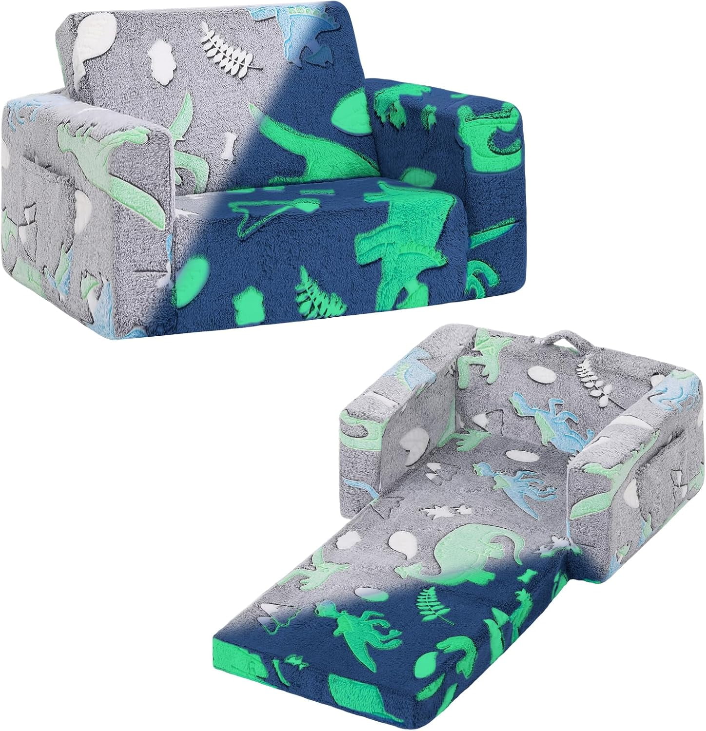 cugvbin Chair Couch Folding Toddler Comfy Chair 2-in-1 Plush Sofa Fold ...