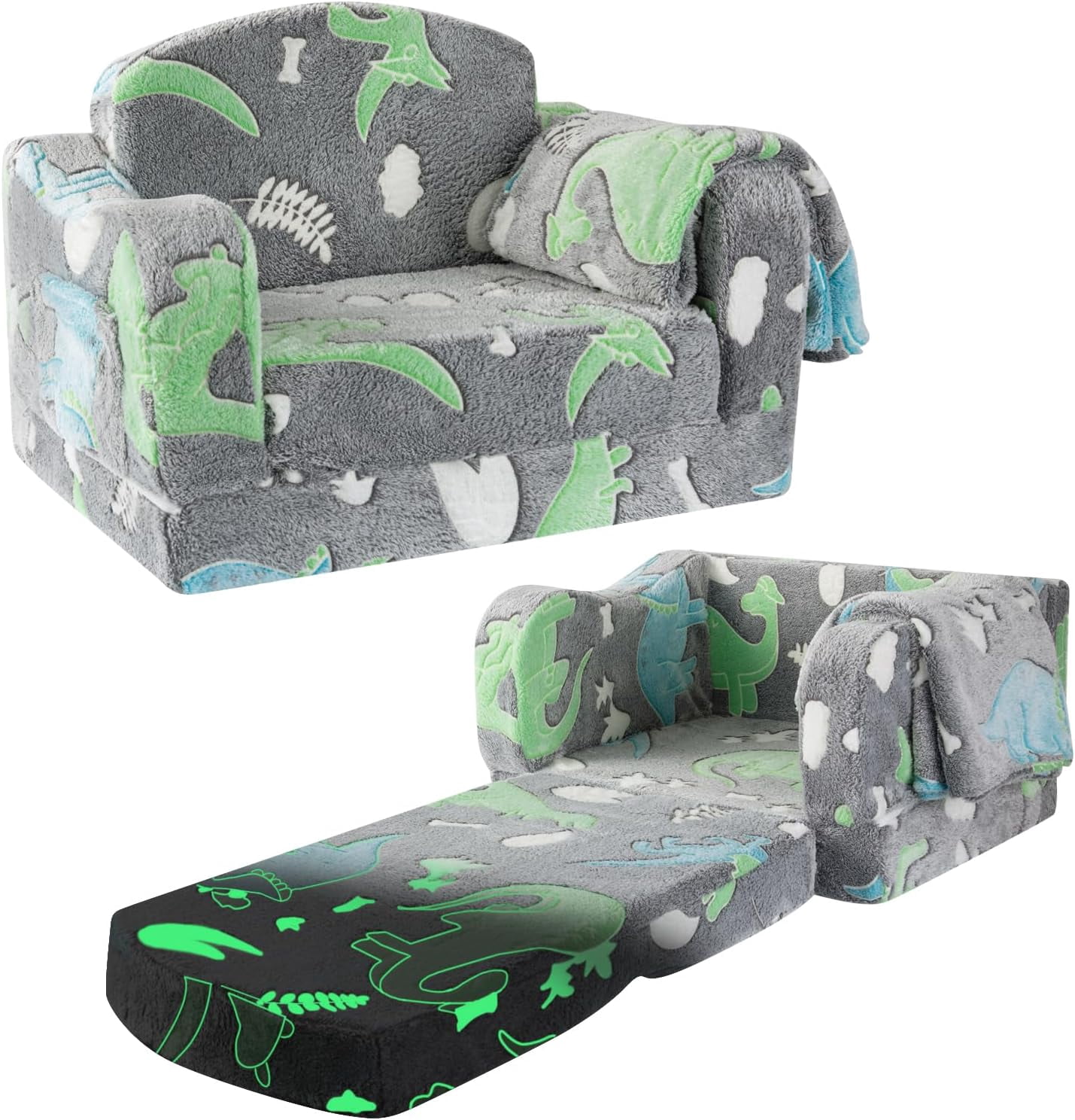 cugvbin Comfy Toddler Chair and Couch for with Blanket 2-in-1 Soft ...