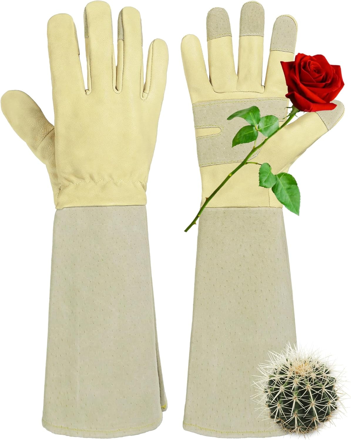 cugvbin HANDLANDY Rose Pruning Gloves for Men & Women Long Thorn Proof Gardening Gloves ...