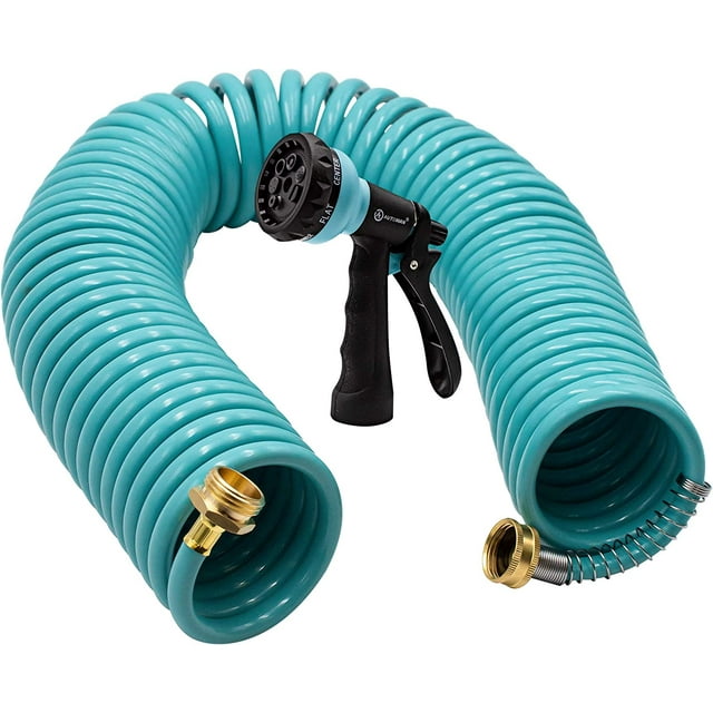 cugvbin Recoil Garden Water Hose 50 ft EVA Curly Water Hose with Brass ...