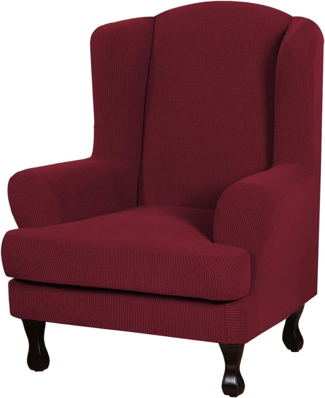 cugvbin Wingback Chair Slipcover 2 Piece Wingback Chair Cover Spandex ...