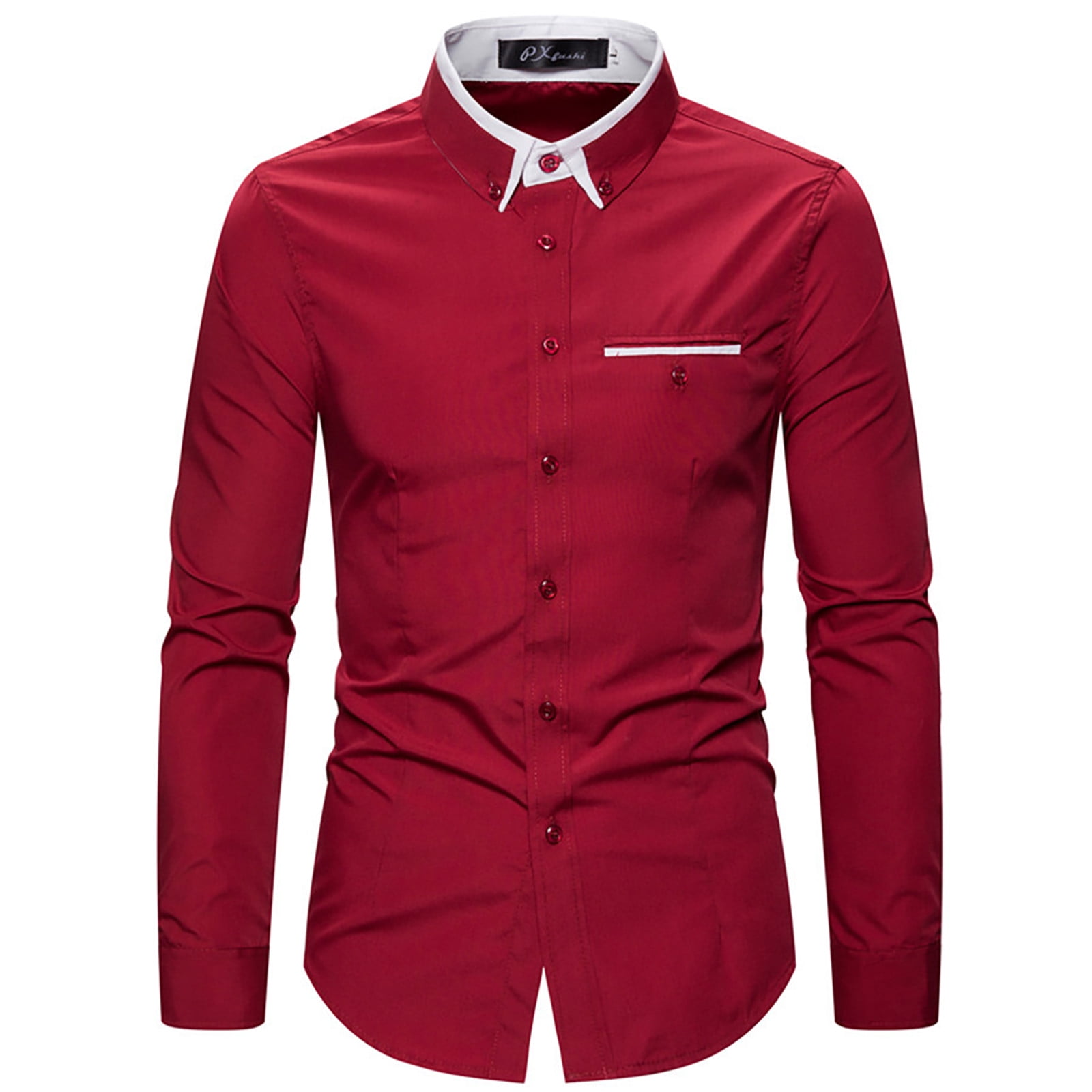 cui Clearance,Men's Color Blocking Long Sleeve Dress Shirts Button down ...